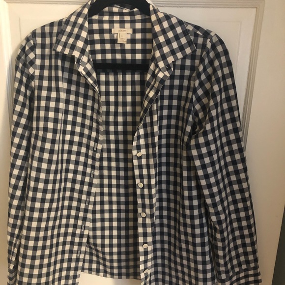 J. Crew | Tops | Jcrew Blue And White Checkered Button Down Shirt | Poshmark